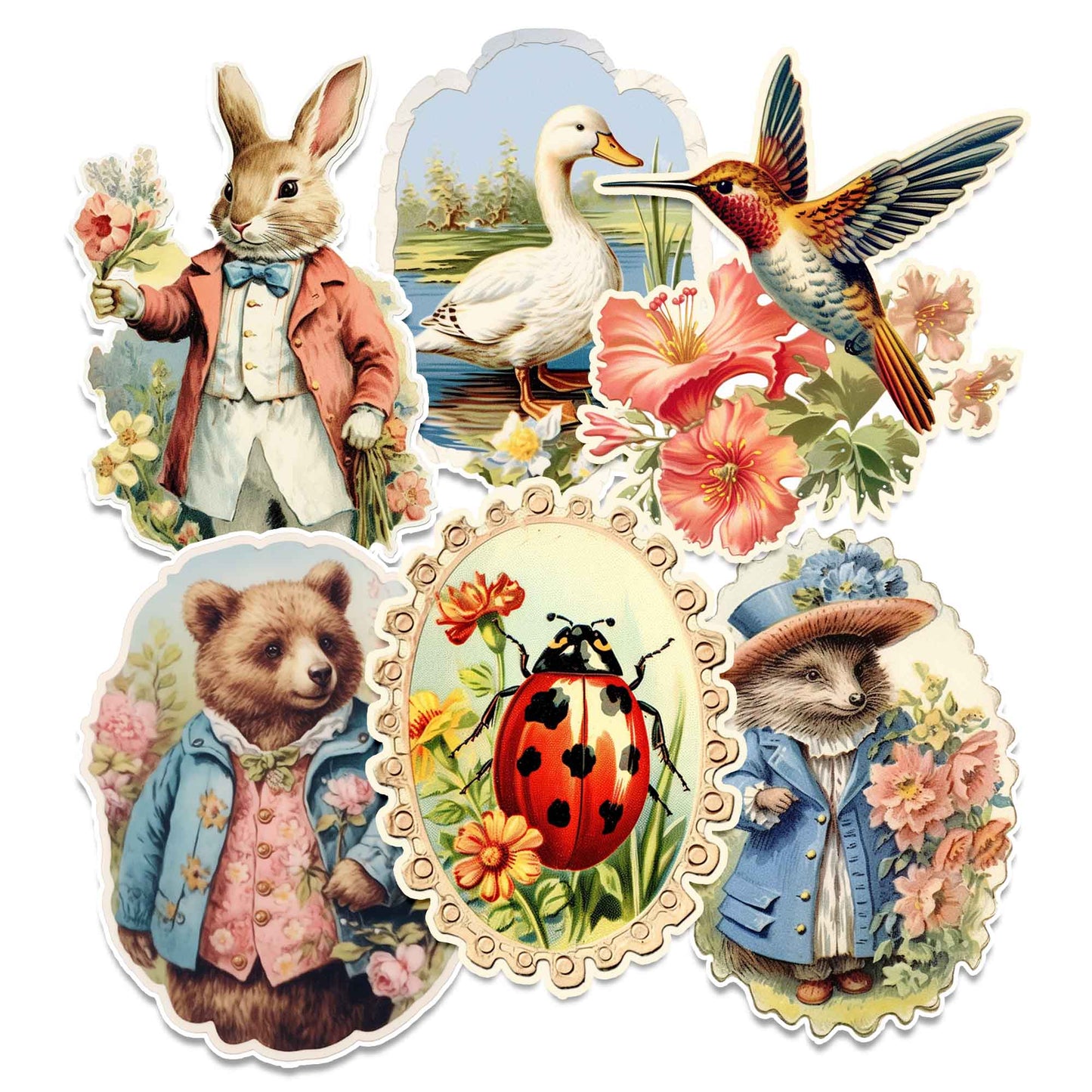Vintage Springtime Friends Sticker Pack – Cherry Moon Factory